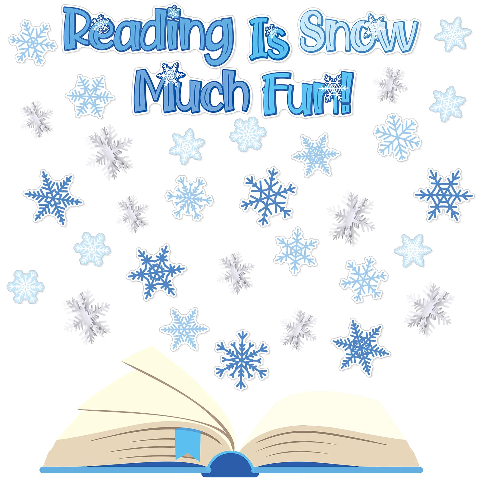 Snapklik.com : 78 Pcs 3D Snowflake Bulletin Board Cutouts Set Winter ...