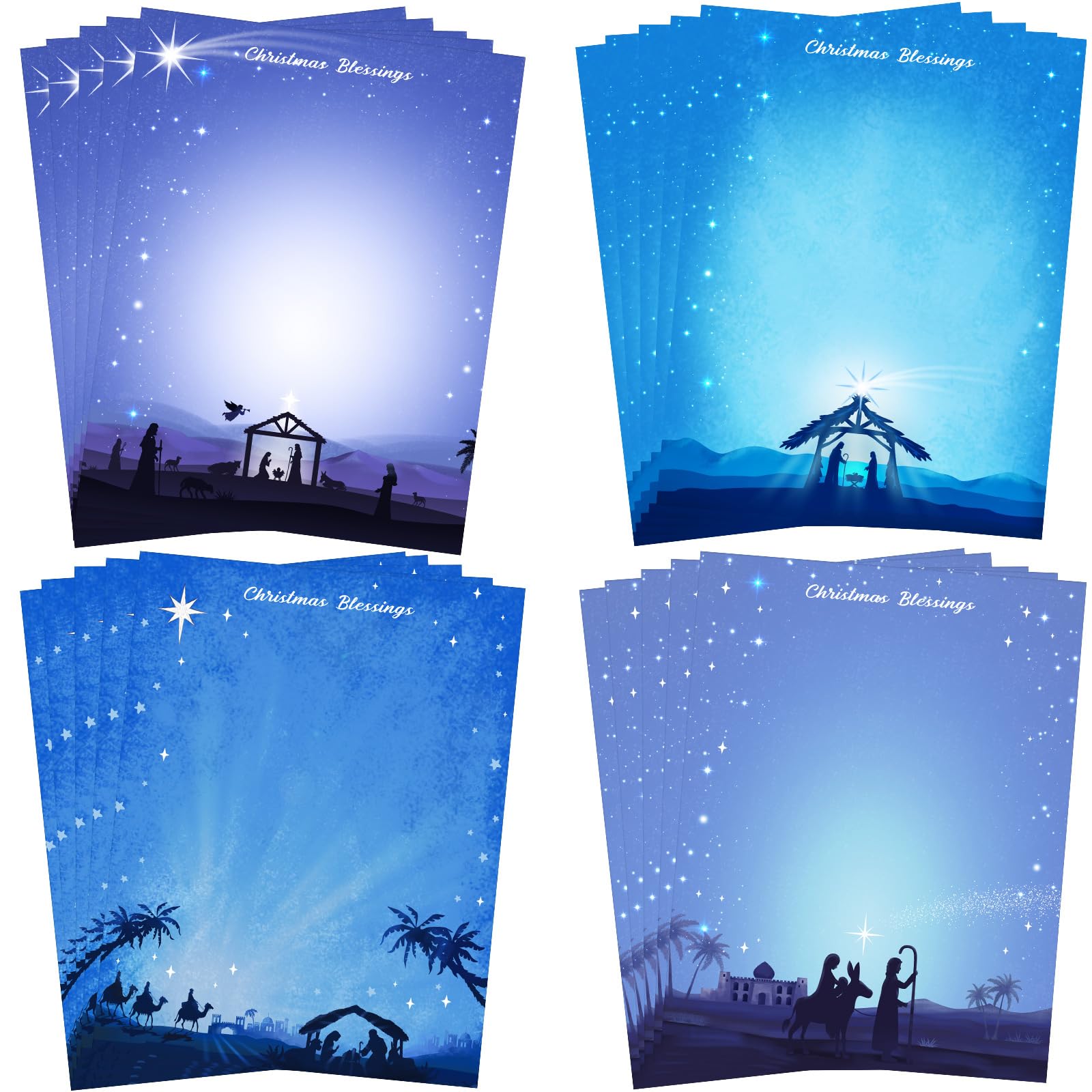 Amazon.com : Feifeiya 200 Sheets Christmas Stationary Paper 8.5 x 11 ...