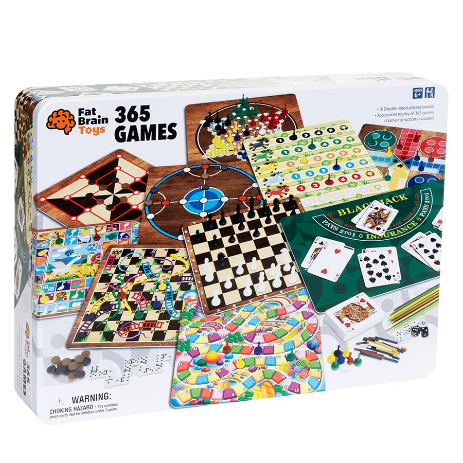 Amazon.com: Fat Brain Toys 365 Games in Tin Case - Jumbo Game Tin - 365 ...