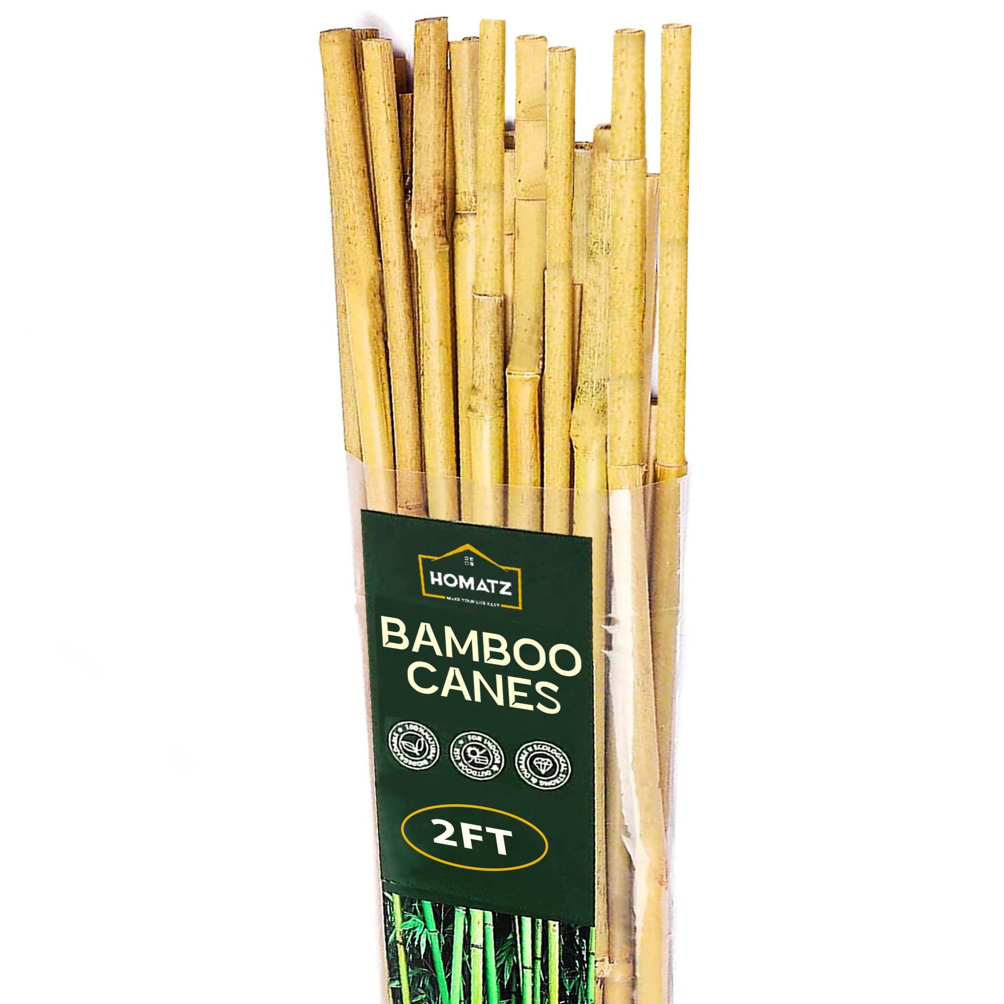 Homatz Bamboo Caness 2FT to 6FT Heavy Duty Plant Support Garden Canes ...