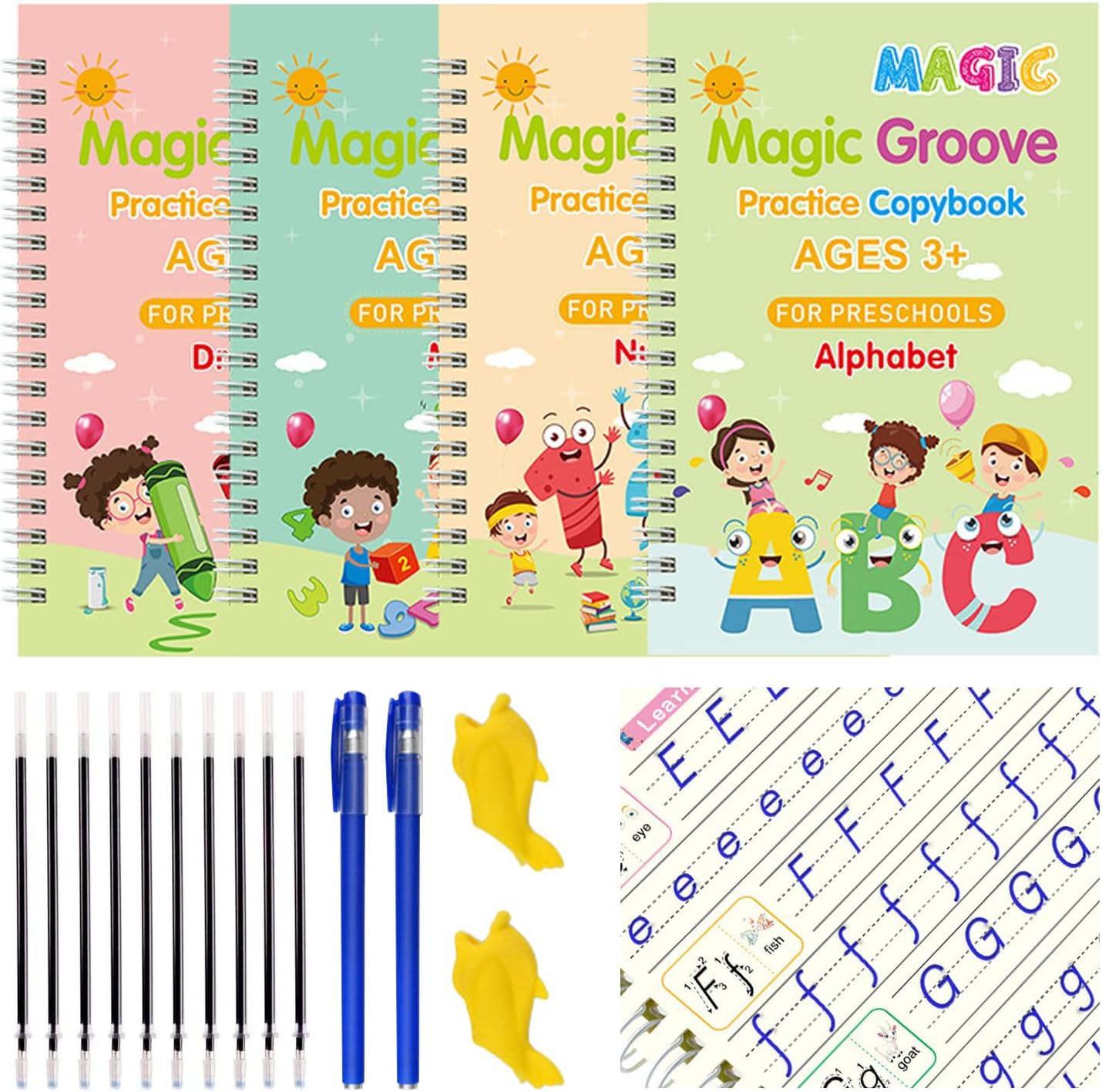 18 piezas/jueg.4 Libros de caligrafía para niños,libros mágicos en ...