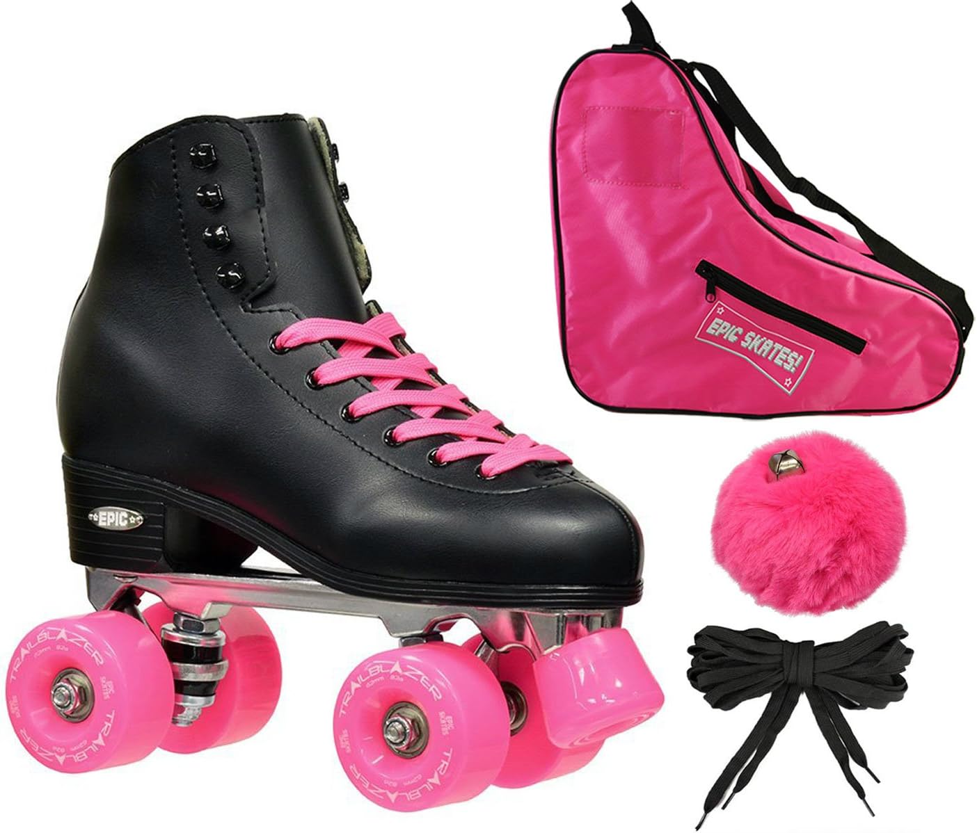 Amazon.com: New! Epic Classic Black & Pink High-Top Quad Roller Skate ...
