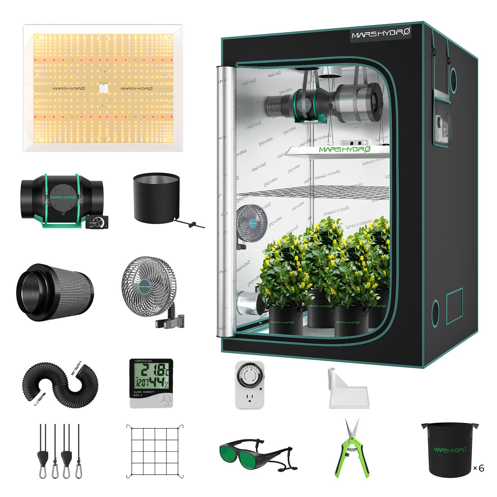 Buy MARS HYDROTSW 2000W Grow Tent Kit Complete 120X120CM Led Grow Light ...