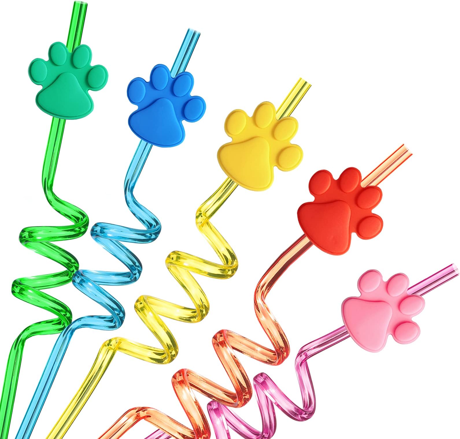 Amazon.com: 24 Paw Birthday Party Supplies Paw Print Drinking Straws ...