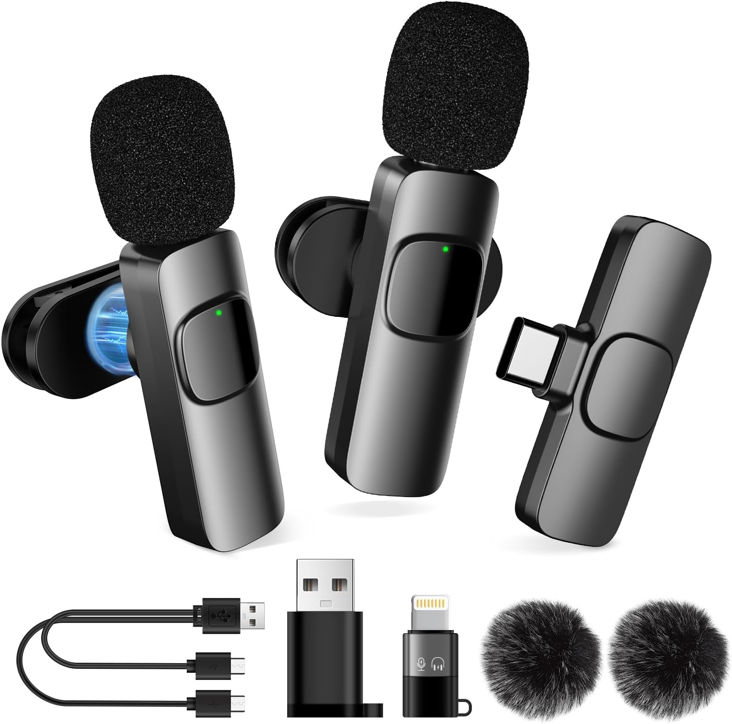 MULBEVD Ansteckmikrofon kabellos für Handy, iPhone, Android und PC ...