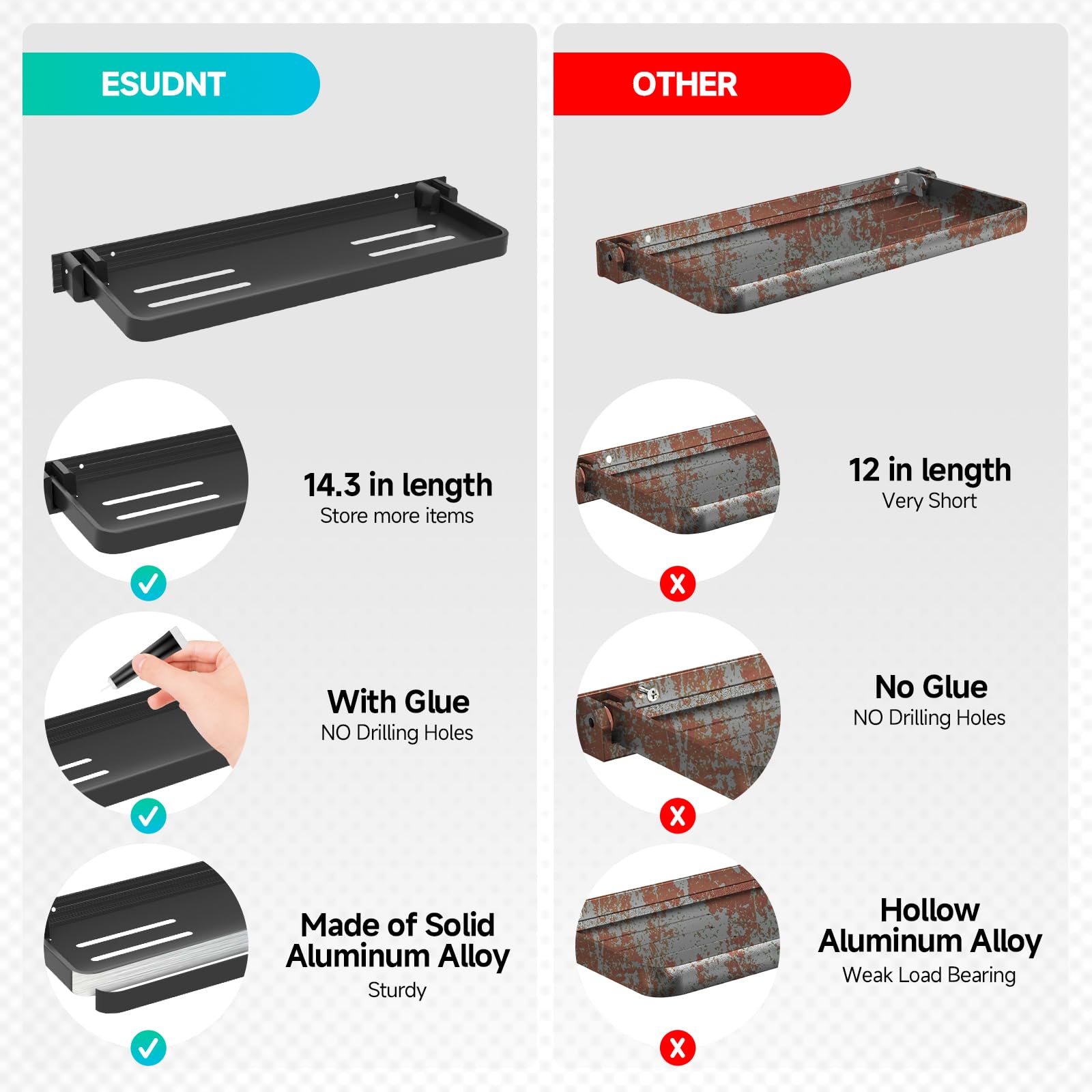 Snapklik.com : ESUDNT RV Shelves Aluminum RV Shelf, 90 Foldable Wall ...