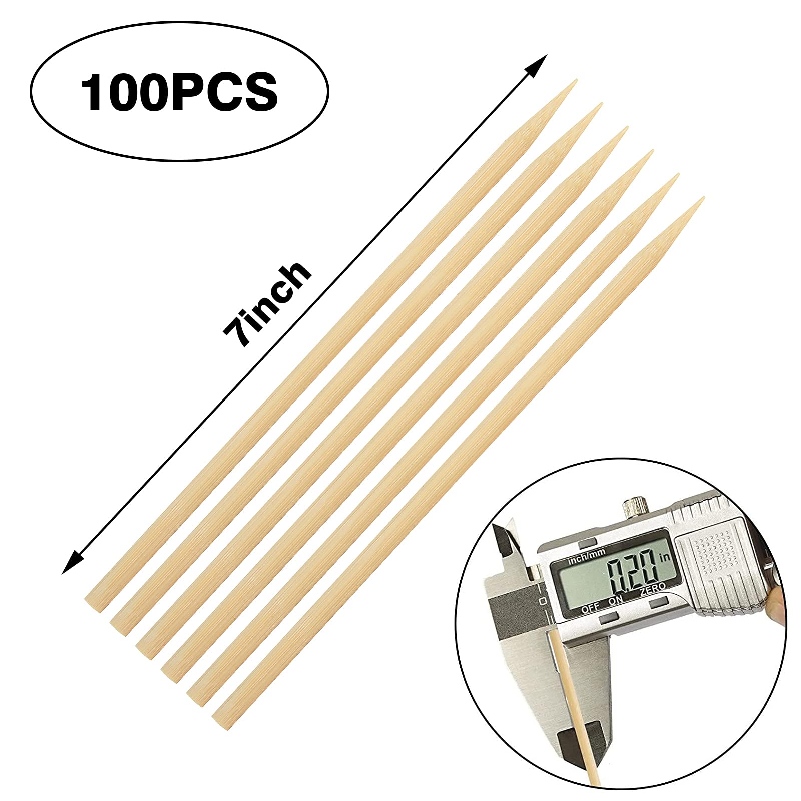 Snapklik.com : Wooden Candy Apple Skewer Sticks, 5mm 7inch Birch Bamboo ...