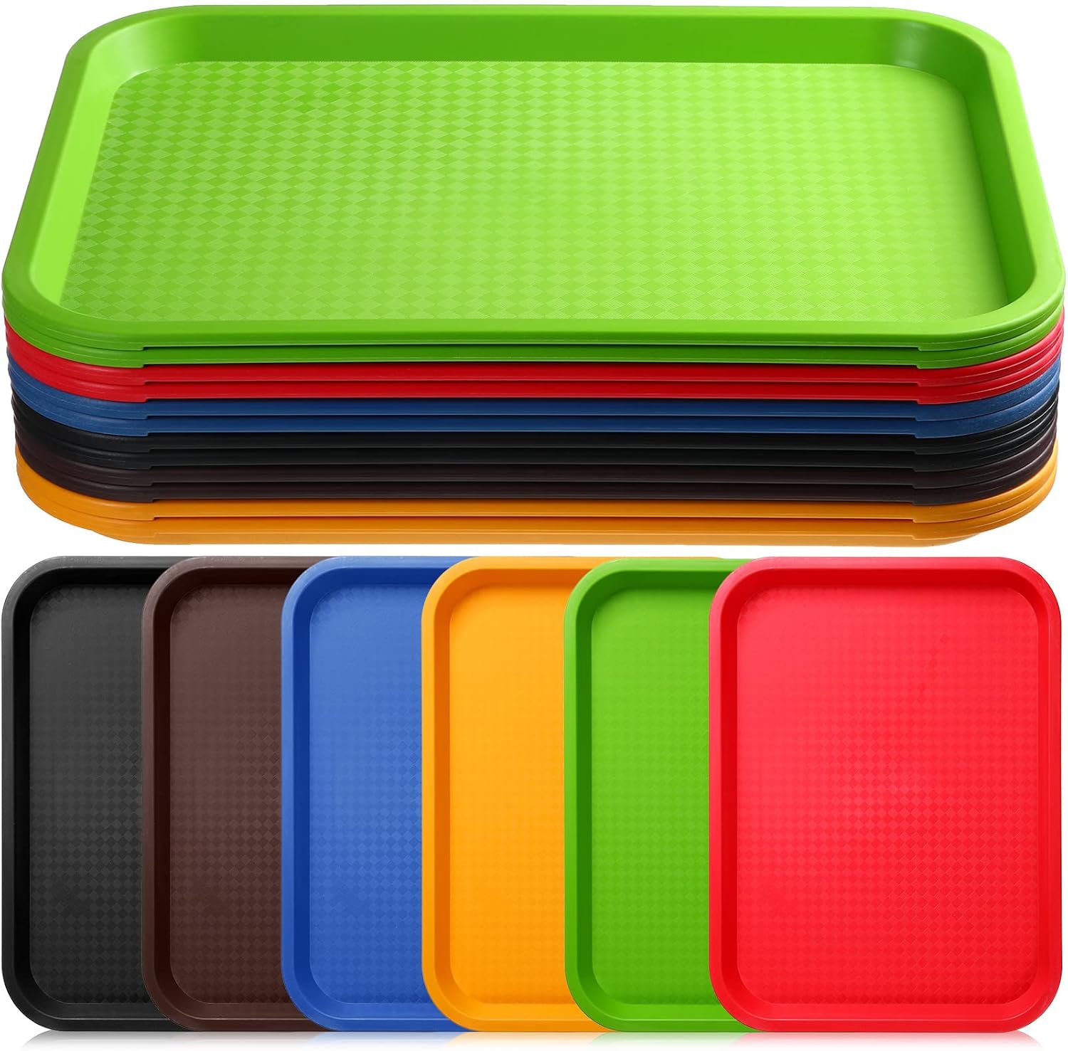 Amazon.com: 12 Pieces Plastic Fast Food Tray 10.6 x 13.8 Inch ...