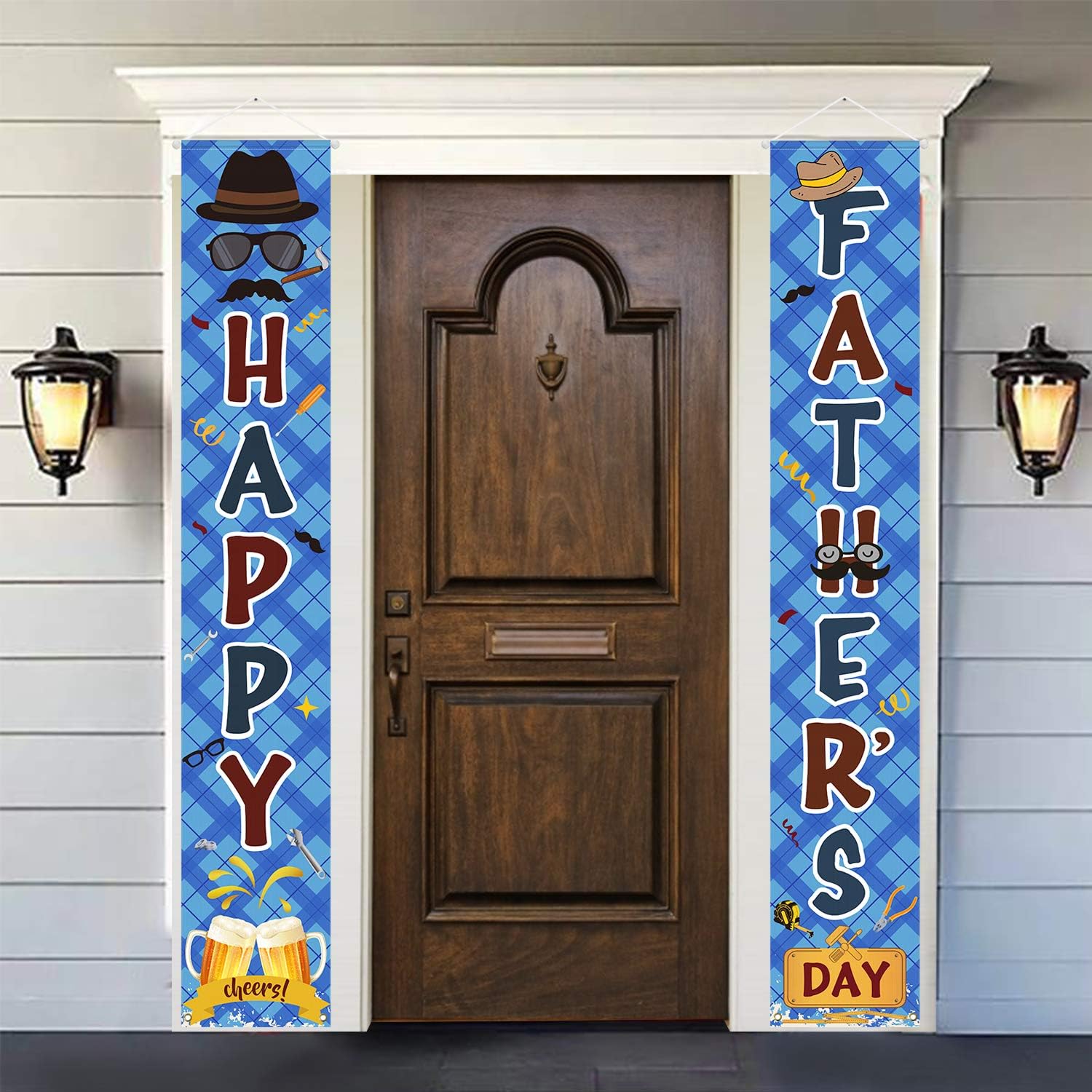 Amazon.com: Happy Father Day Decoration- Father Day Blue Large Door ...