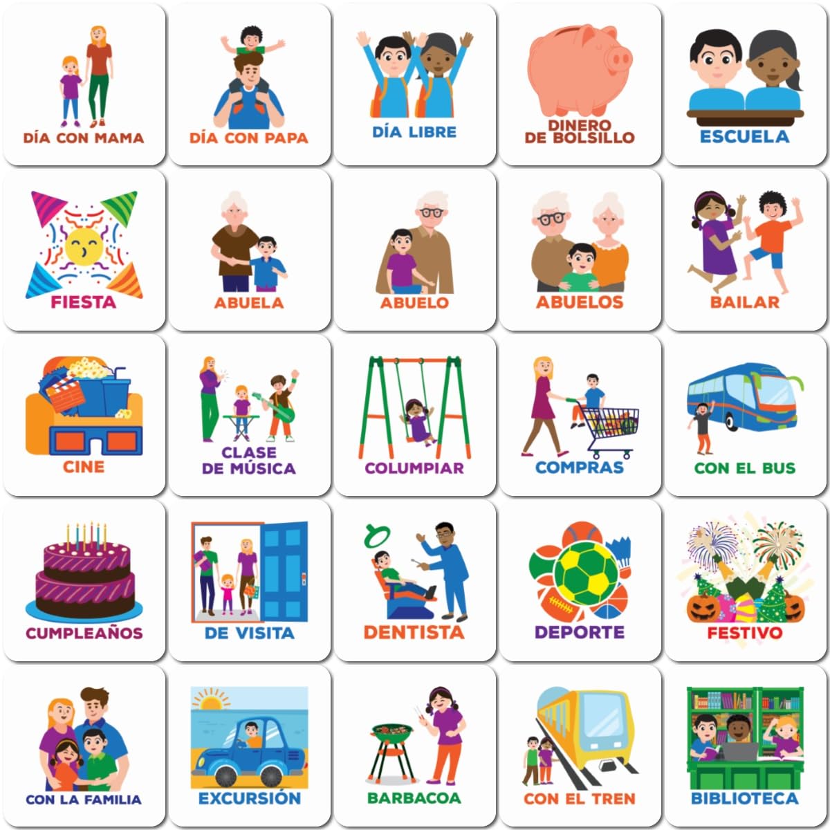 Smarfer Magnetic Pictograms – 50 Pcs – Spanish – Outdoor Edition – For ...