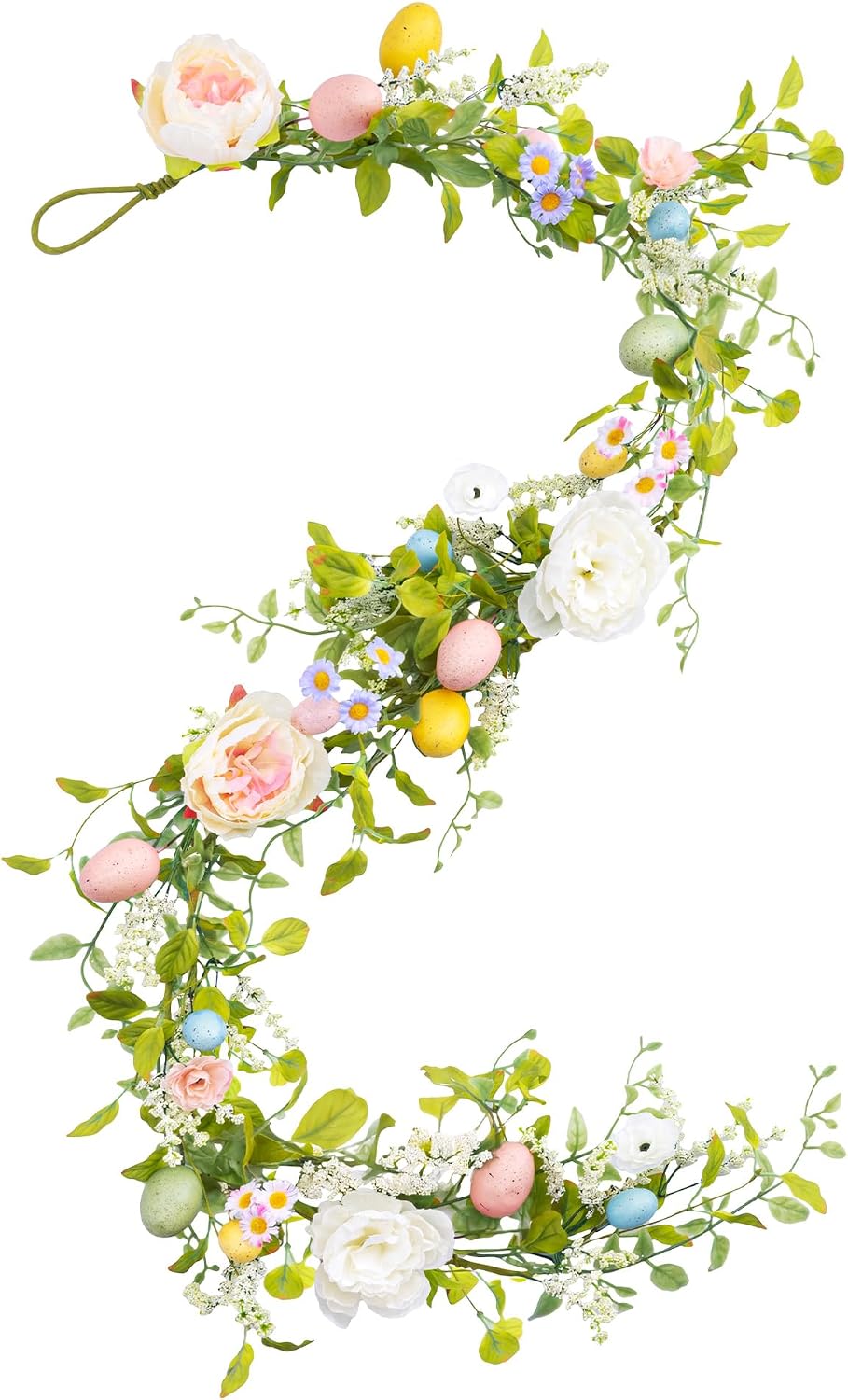 Amazon.com: 6Ft Easter Peonies Garland, Artificial Easter Egg Garland ...