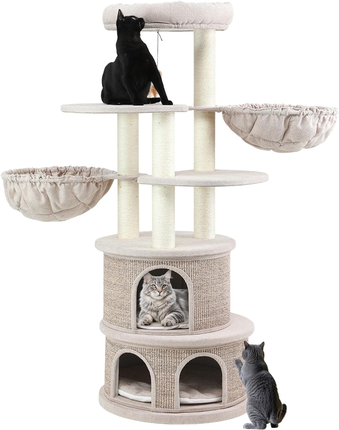 Amazon.com : KZLAA 65.35 Inches Cat Castle for Indoor Cats, Wood Cat ...