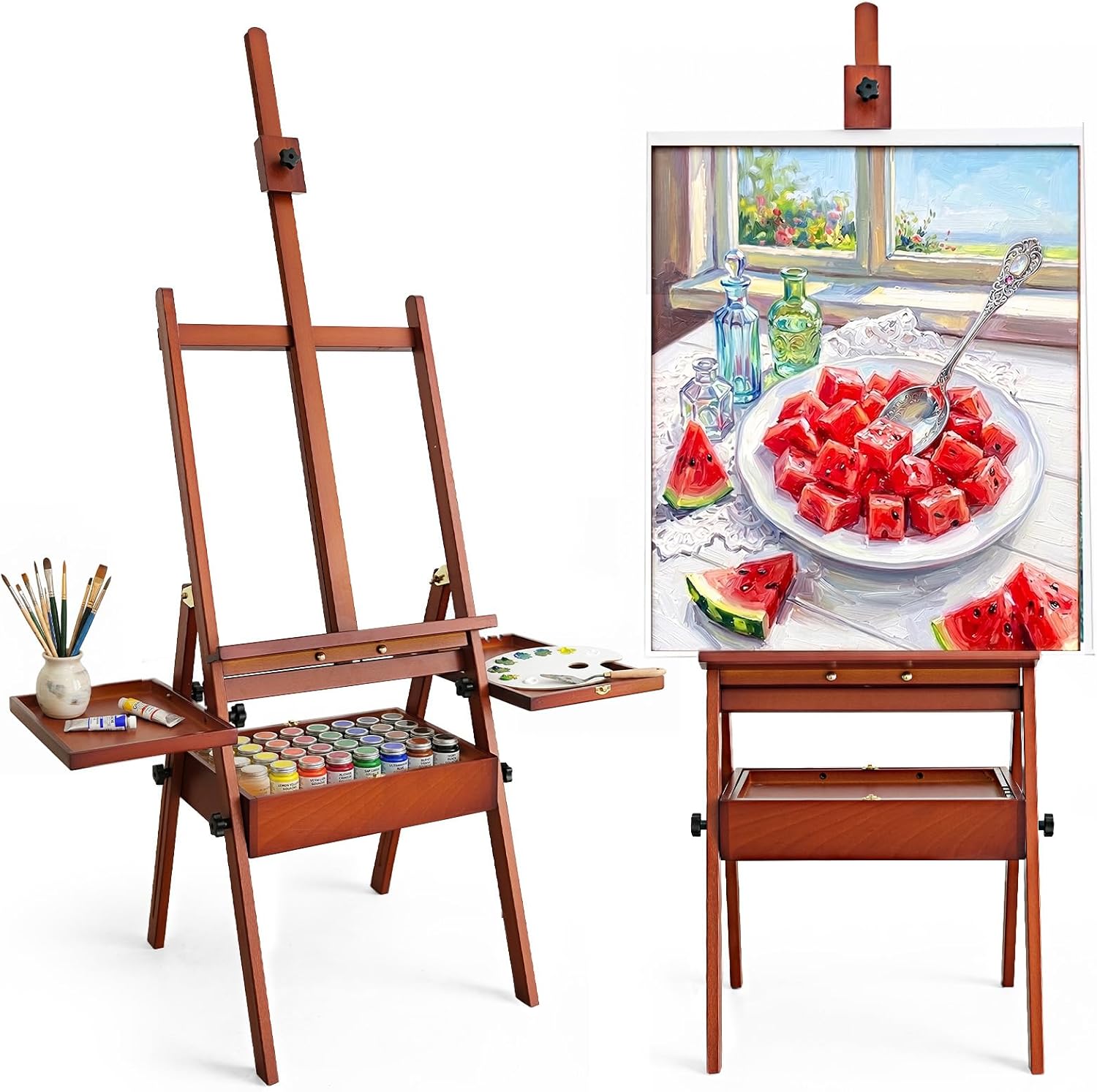 Amazon.com: Foldable & Adjustable Art Easel with Storage Drawer Trays ...
