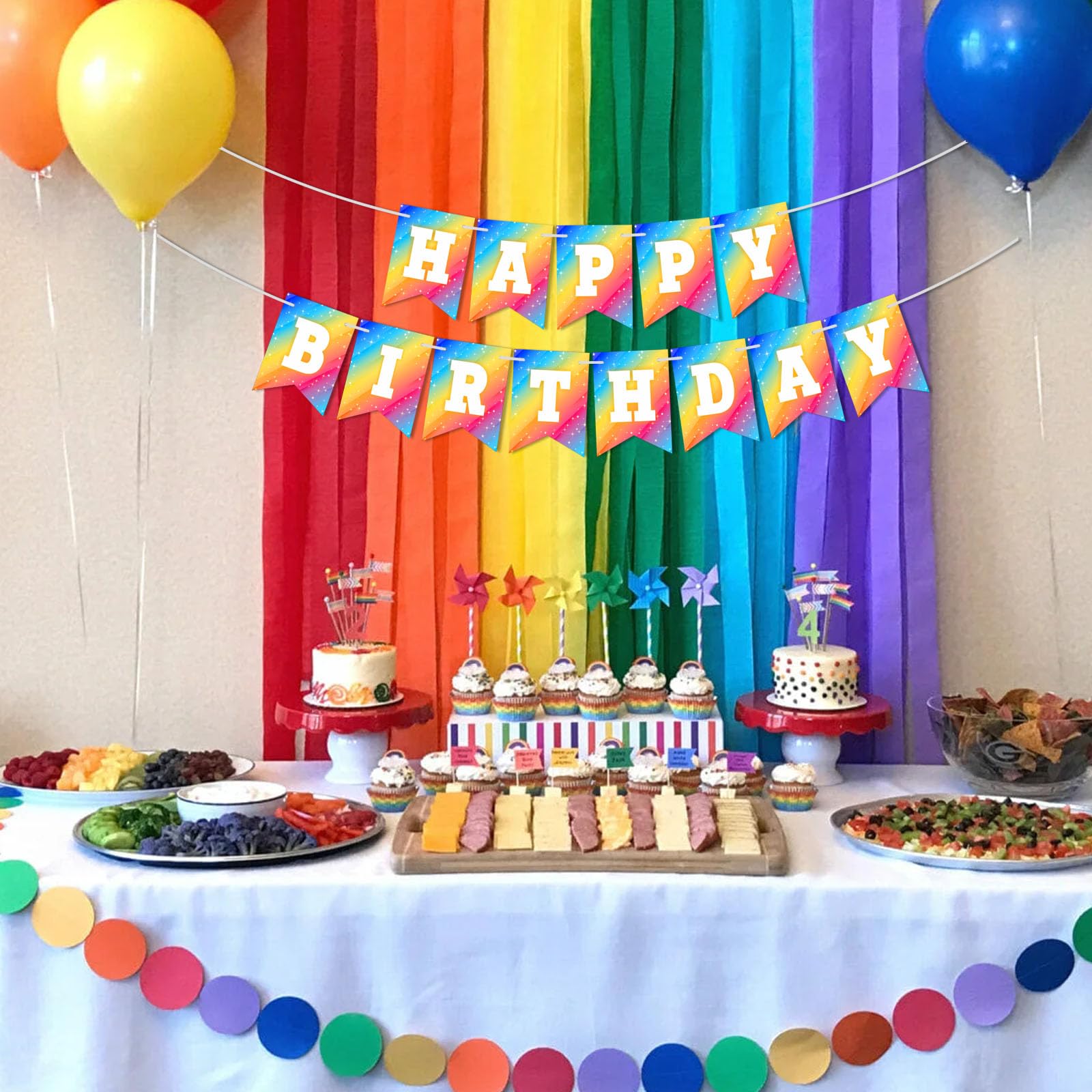 Rainbow Birthday Party Decorating Ideas Rainbow Happy Birthday Banner,