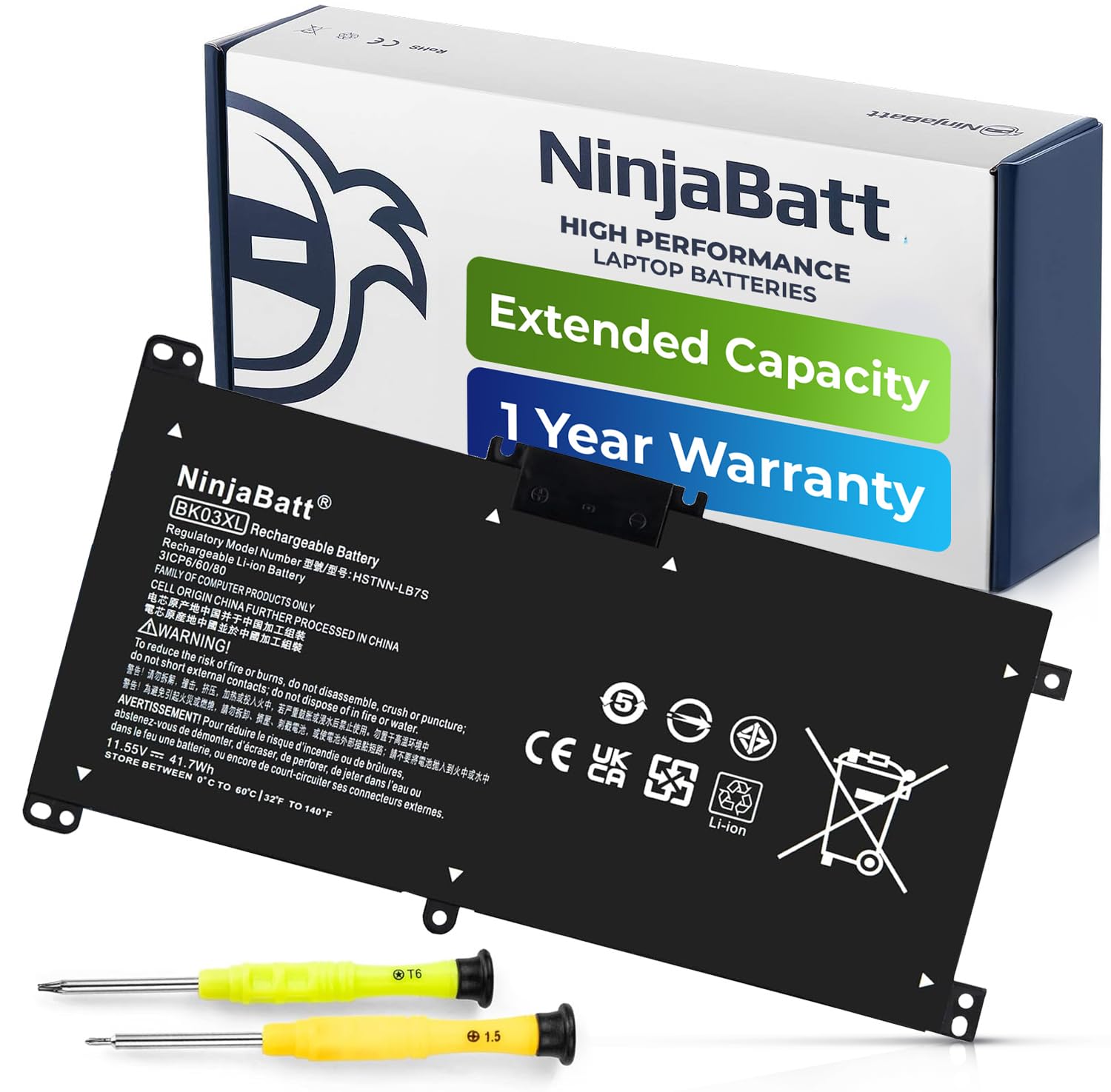 Amazon.com: NinjaBatt BK03XL Battery for HP Pavilion X360 14-BA000 14M ...