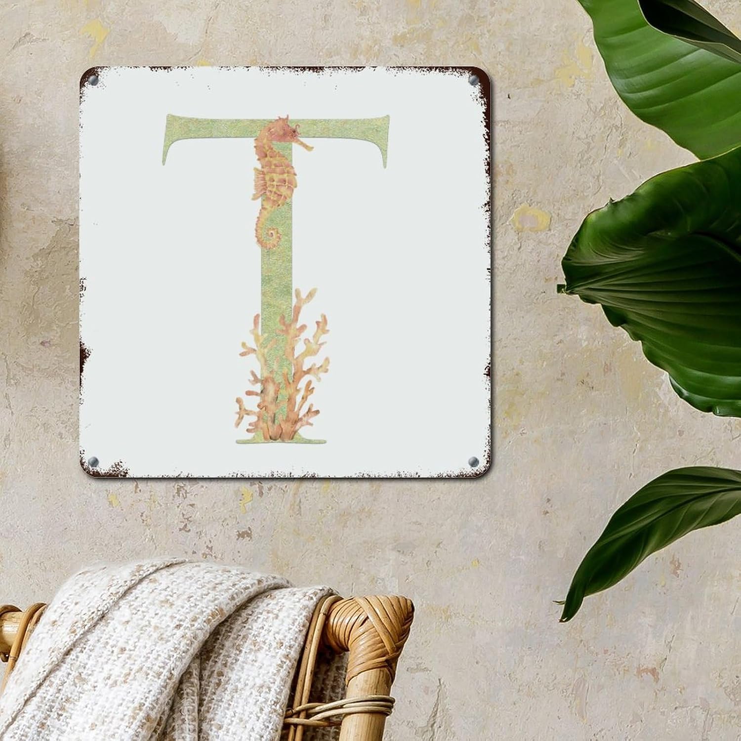 WoGuangis Metal Sign Wall Art Ocean Themed Custom Initial Letter Y Sign ...