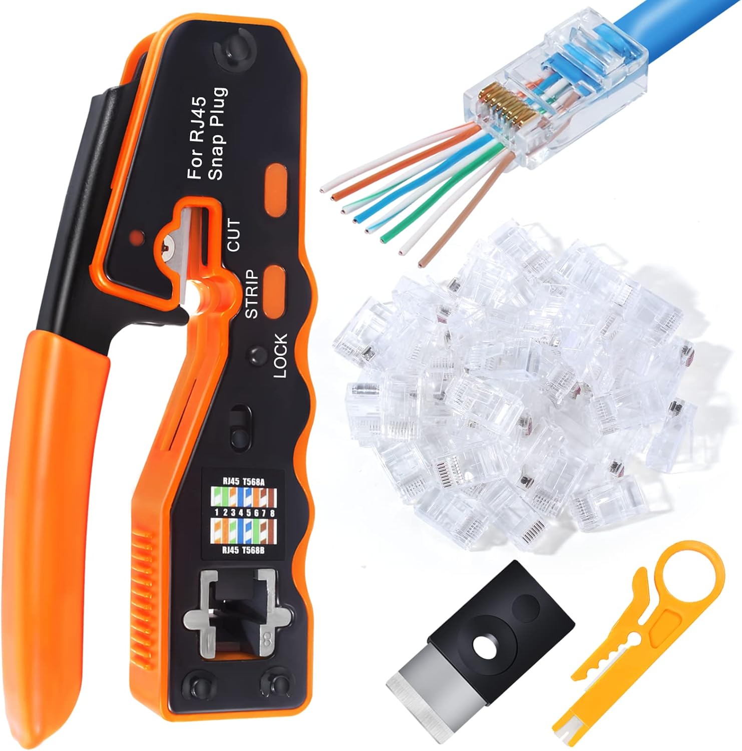 RJ45 Crimp Tool Ethernet Crimper All-in-One Tool for Crimping Cat6 ...