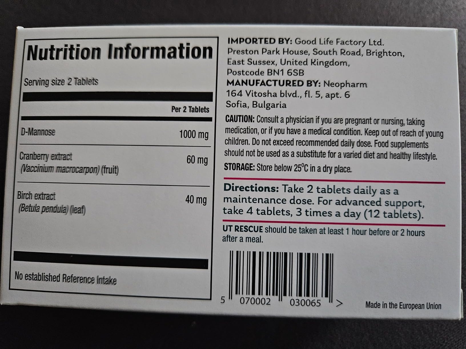 Elements UT Rescue - Supplement for Urinary Tract Support with D ...