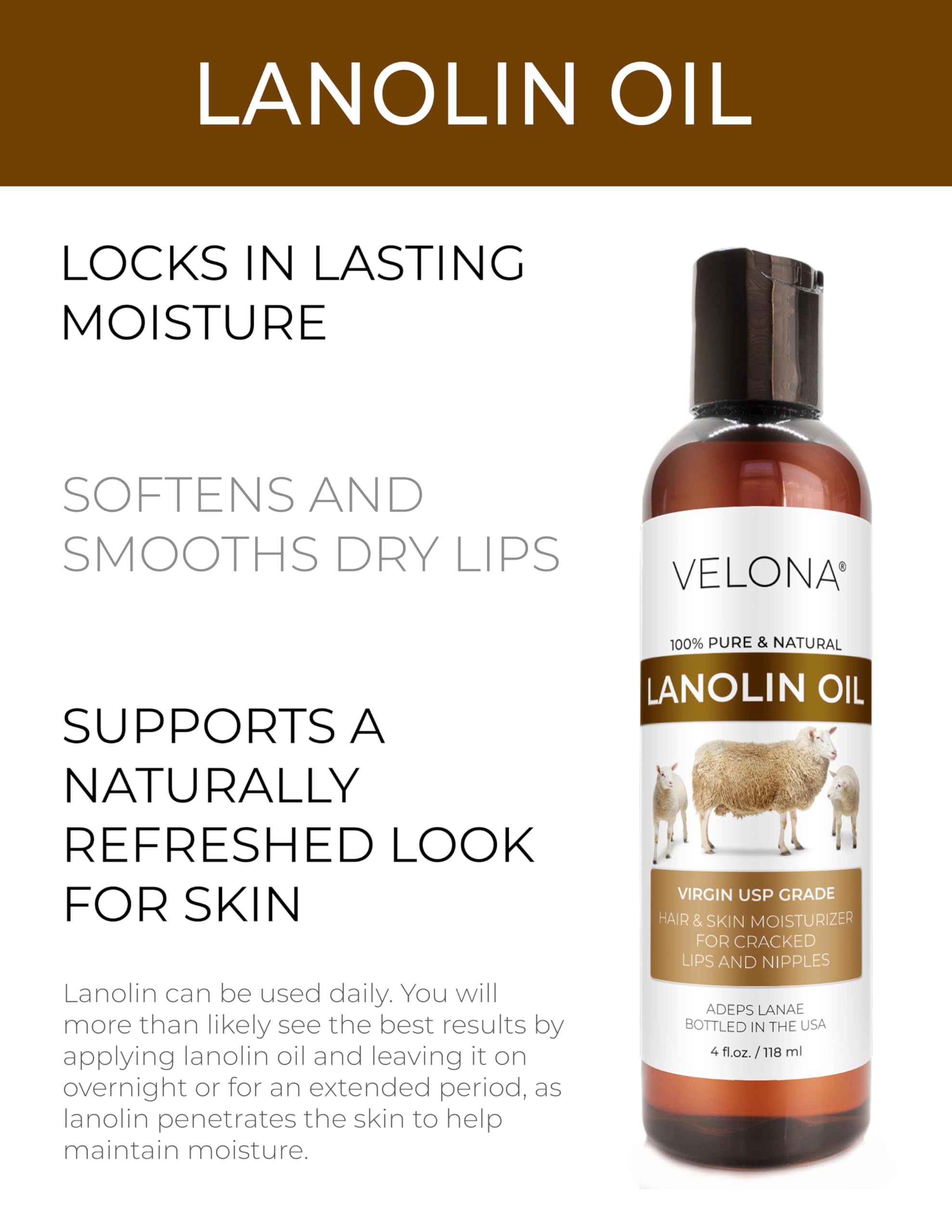 Snapklik.com : Velona Lanolin Oil USP Grade 4 Fl Oz 100% Pure And ...