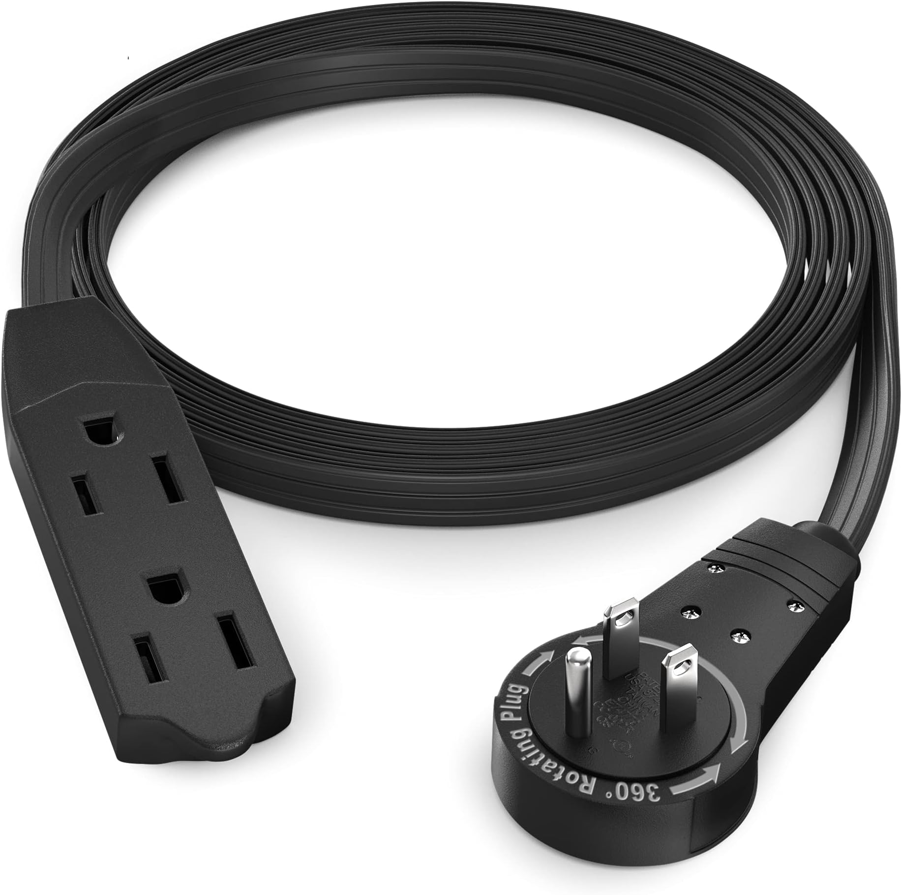 Amazon.com: Maximm 360° Rotating Flat Plug Extension Cord 10 ft, Black ...
