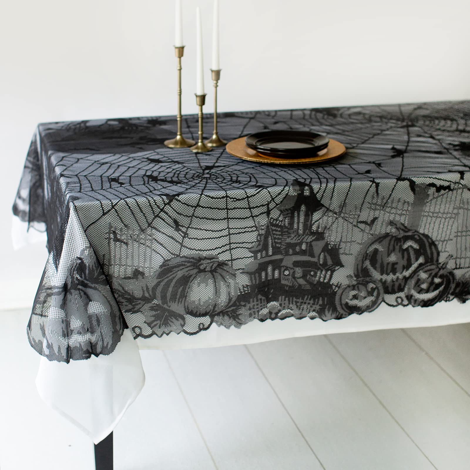 Amazon.com: Benson Mills Halloween Fabric Tablecloth, Halloween Table ...