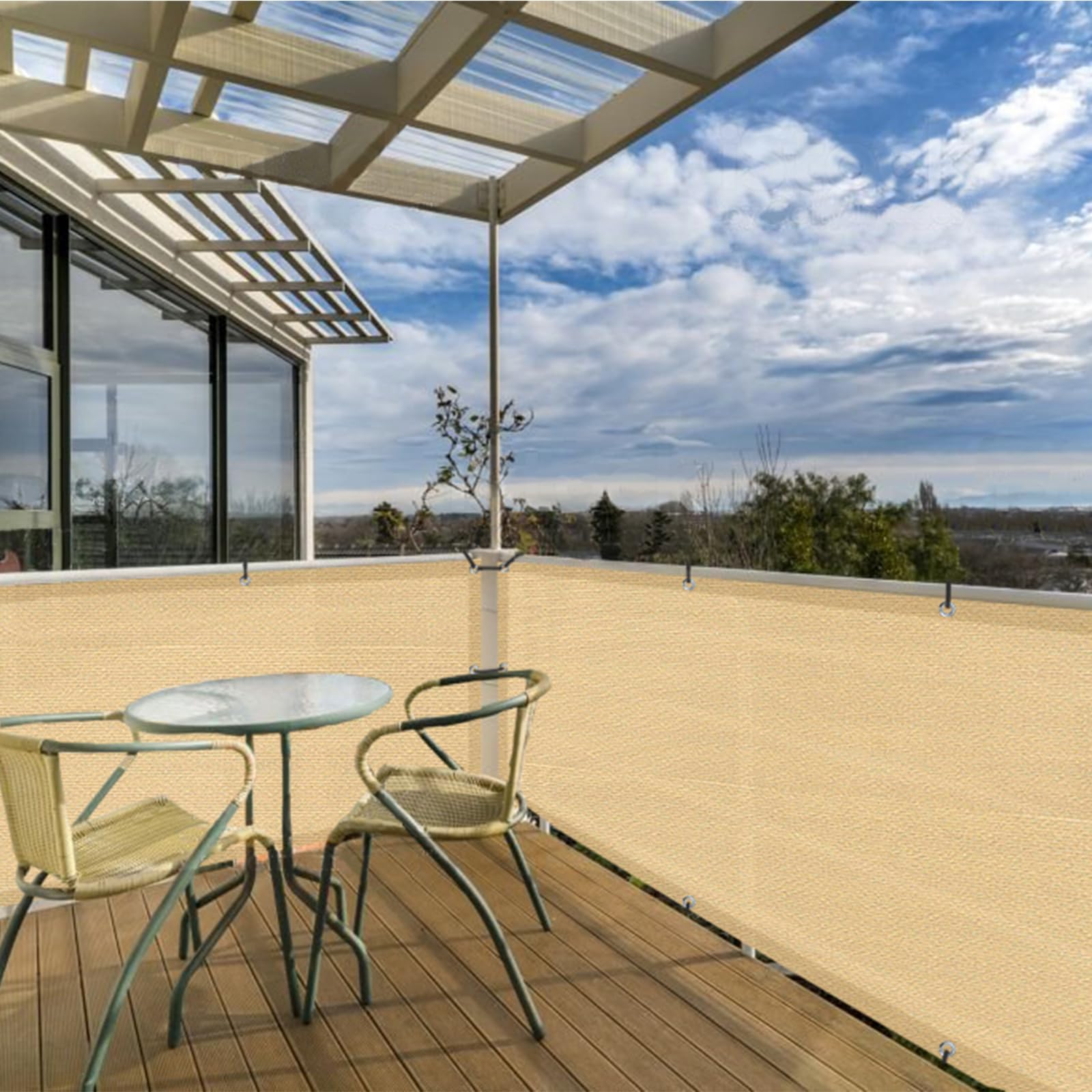 Snapklik.com : SUNLAX 3x16 Sand Balcony Privacy Screen Fence Windscreen ...