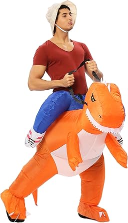 Amazon.com: FUNNY COSTUMES Inflatable Riding Dinosaur Costume, Blow Up ...
