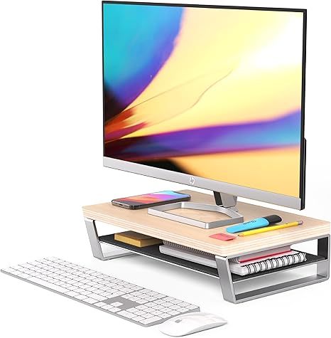 Amazon.com: HumanCentric Wood Monitor Stand Riser Desk Shelf, Premium ...