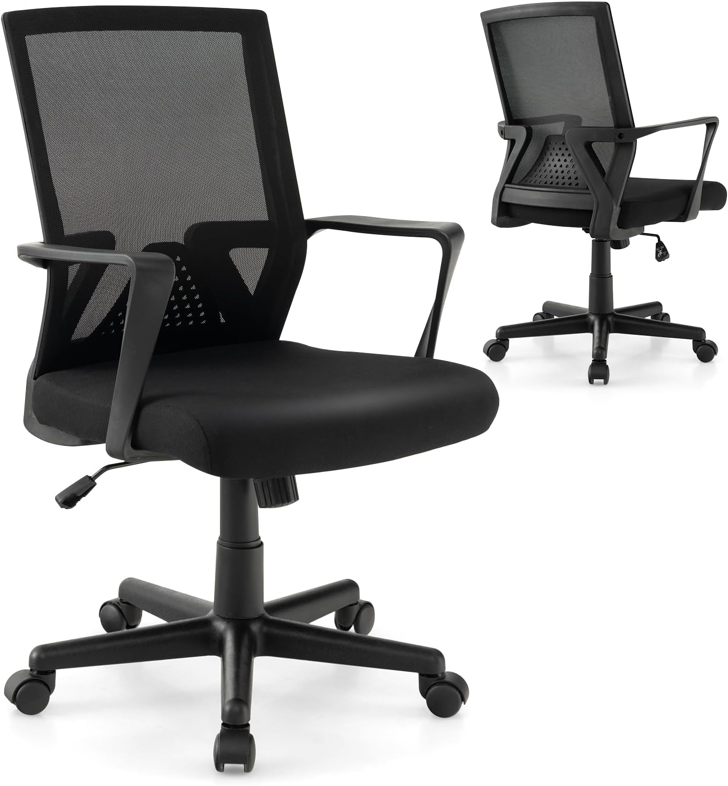 COSTWAY Ergonomic Office Chair, Height Adjustable Swivel Computer Desk ...