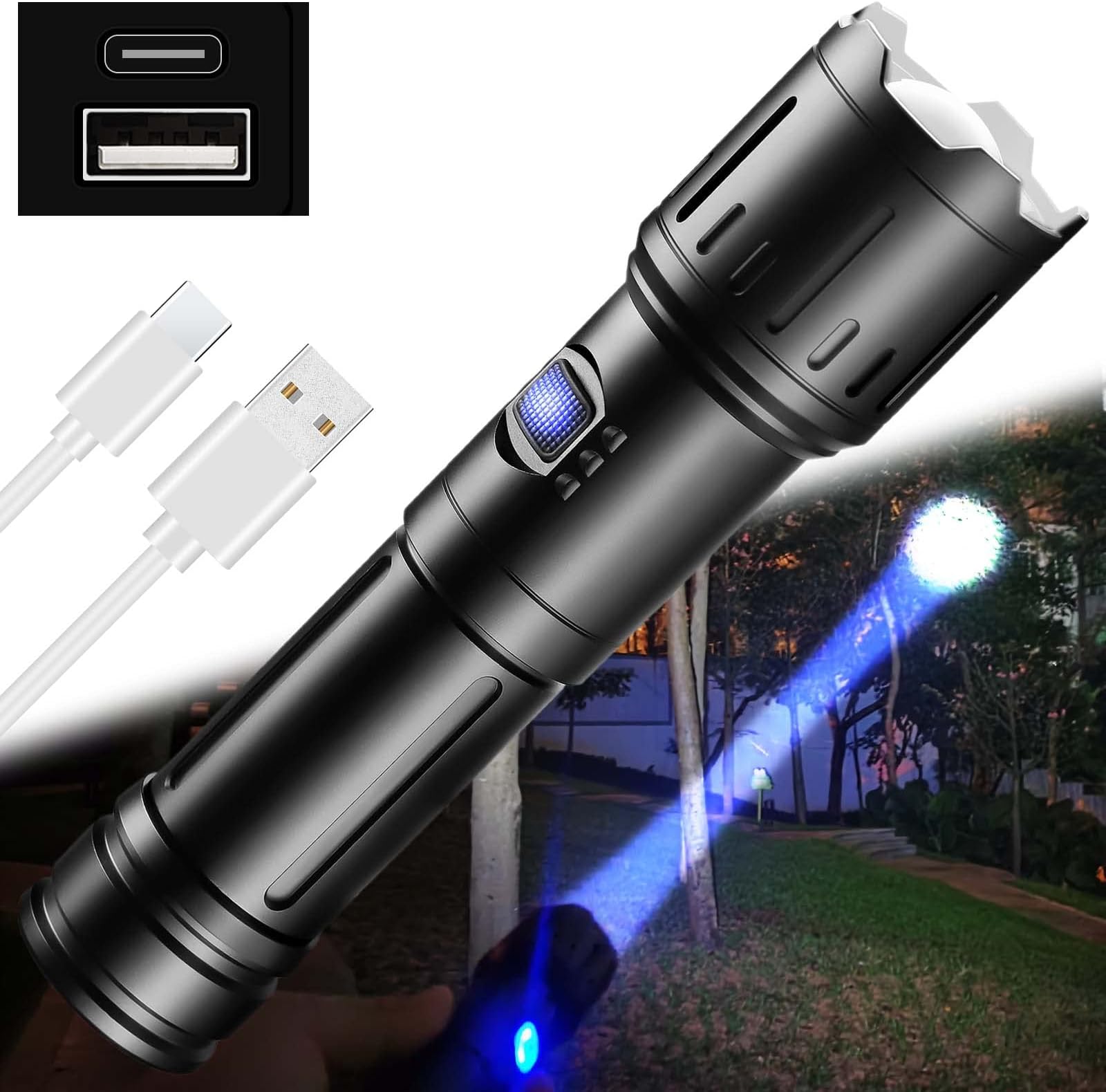 Jayxinli Torches LED Super Bright 500000 Lumens Rechargeable, High ...