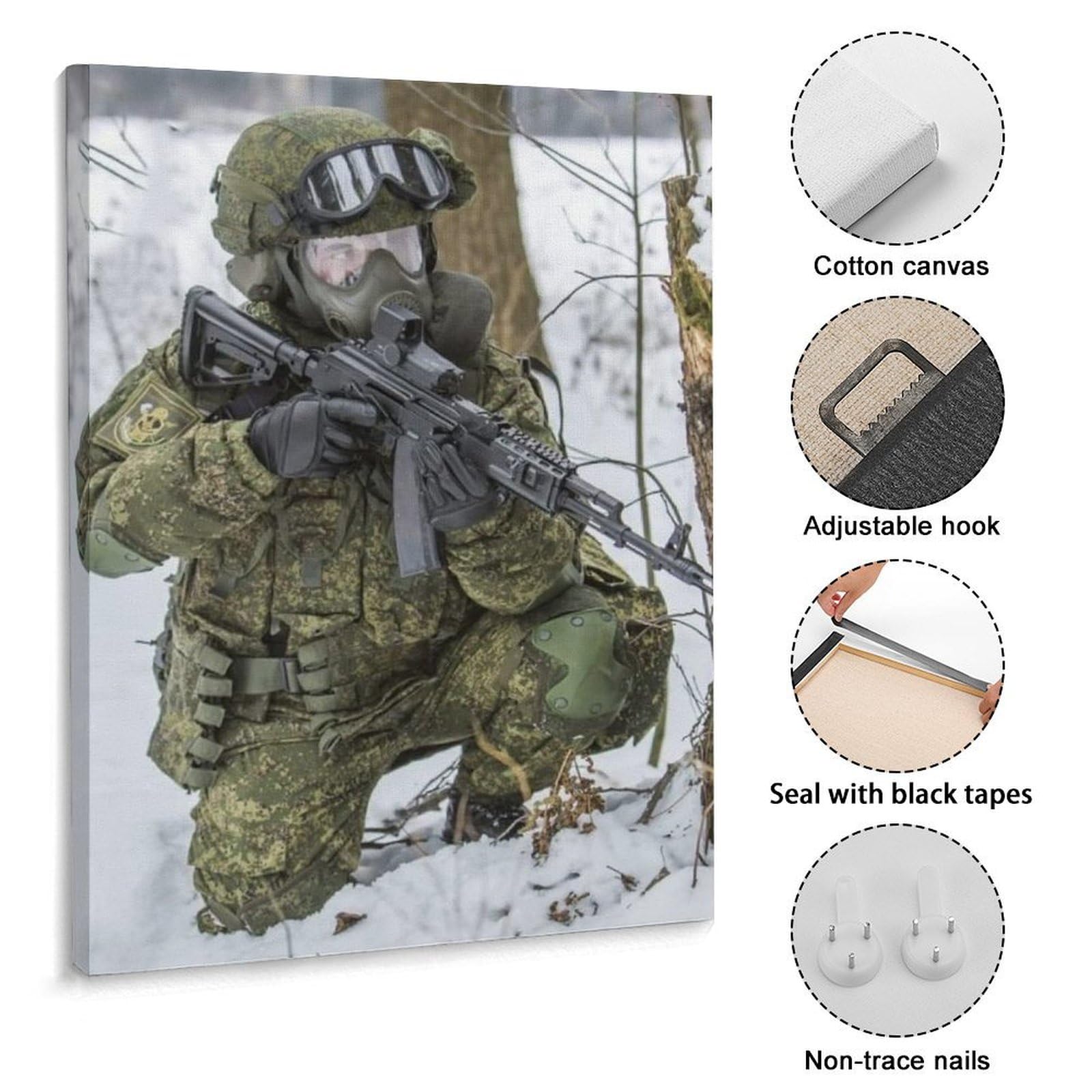 Military Desktop Wallpaper Art Paint 3 Panel Canvas Wall Art Black And