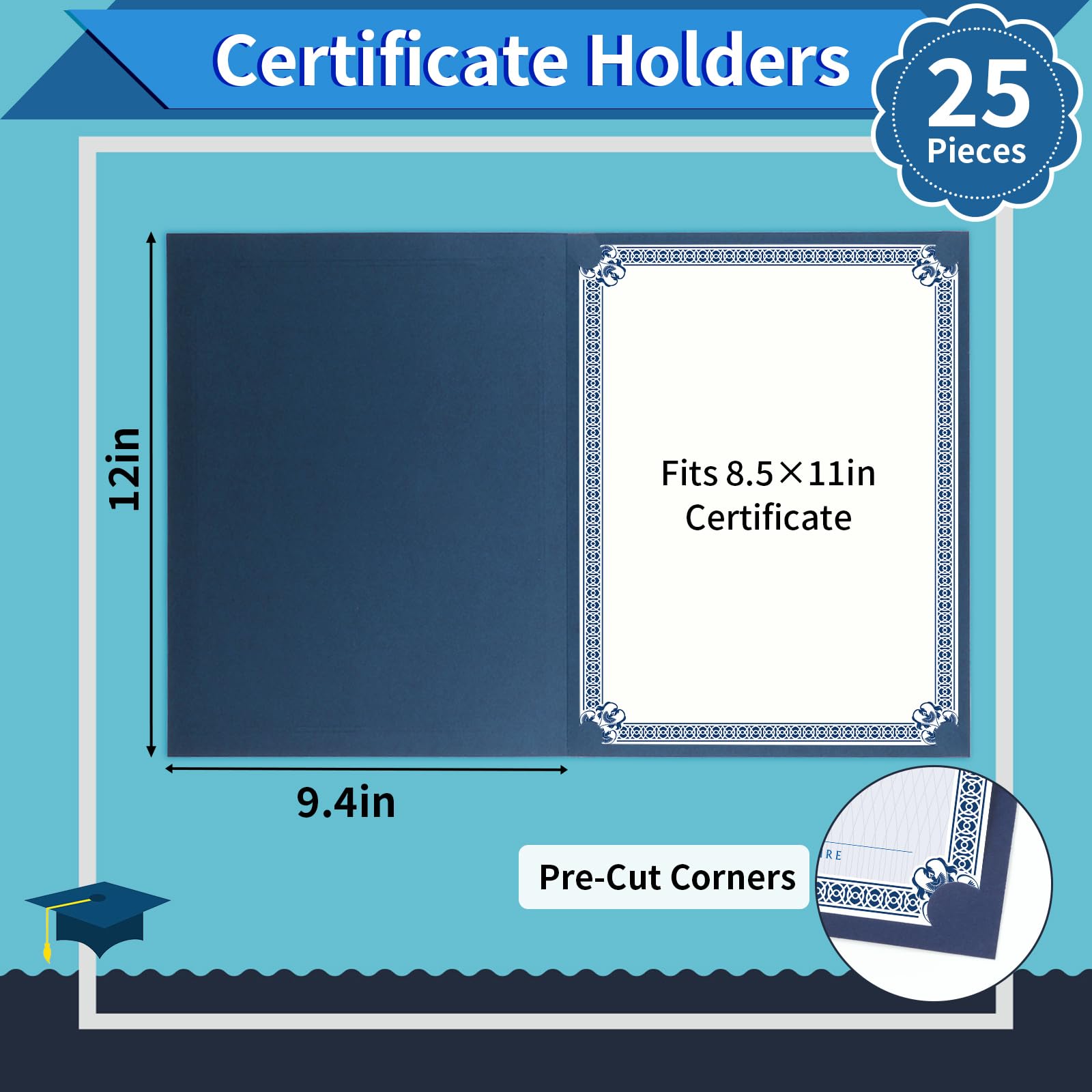 Snapklik.com : 25 Packs Certificate Holders, Navy Blue Certificate ...