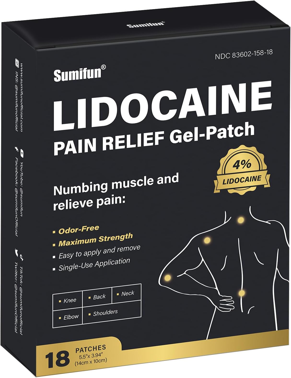 Amazon.com: Sumifun 4% Lidocaine Patches Plus 1% Menthol - 15 Counts ...