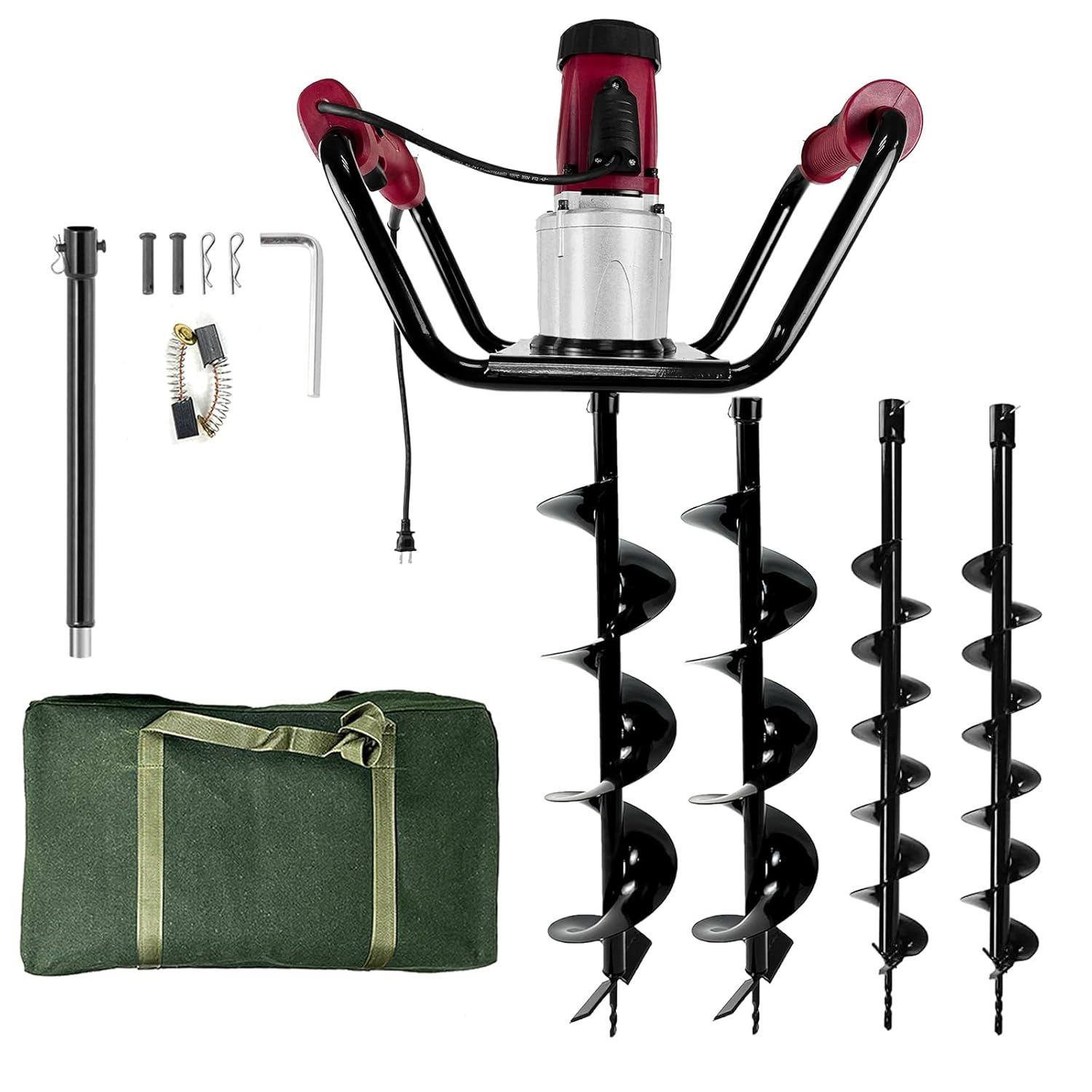 JACKCHEN 1500W Electric Post-Hole Digger with Storage Bag, Double ...