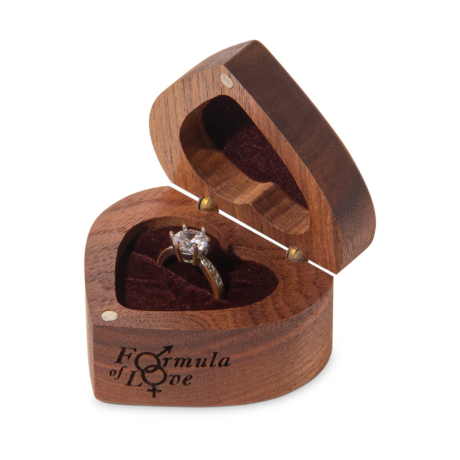 Amazon.com: Engagement Ring Box Small Wooden Heart Shaped Ring Case for ...