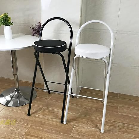 Amazon.com: QQXX Folding Bar Stool with Footrest,Leather Padded Folding ...