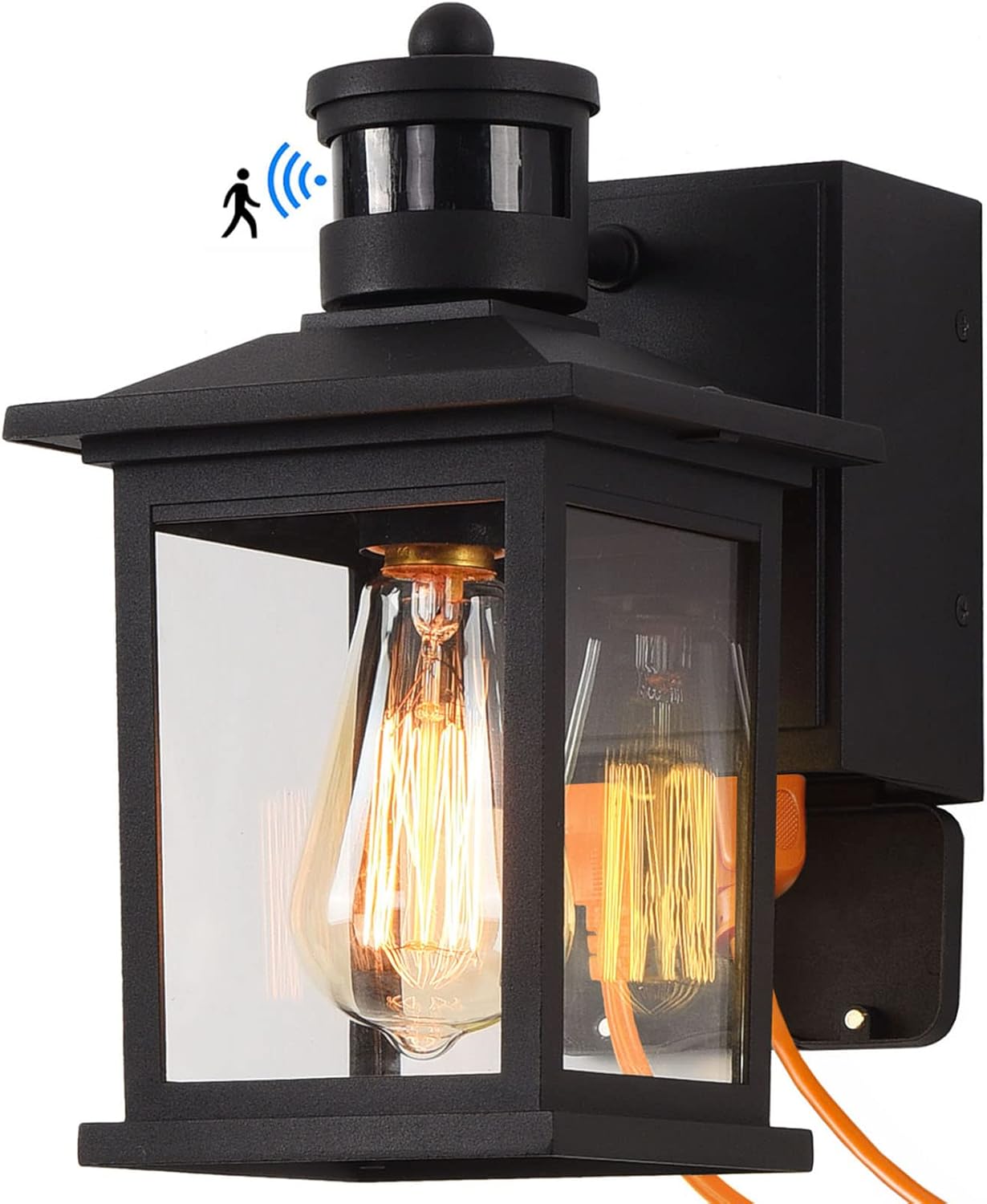 FLEDAVID Motion Sensor Outdoor Porch Light with GFCI Outlet Built in ...