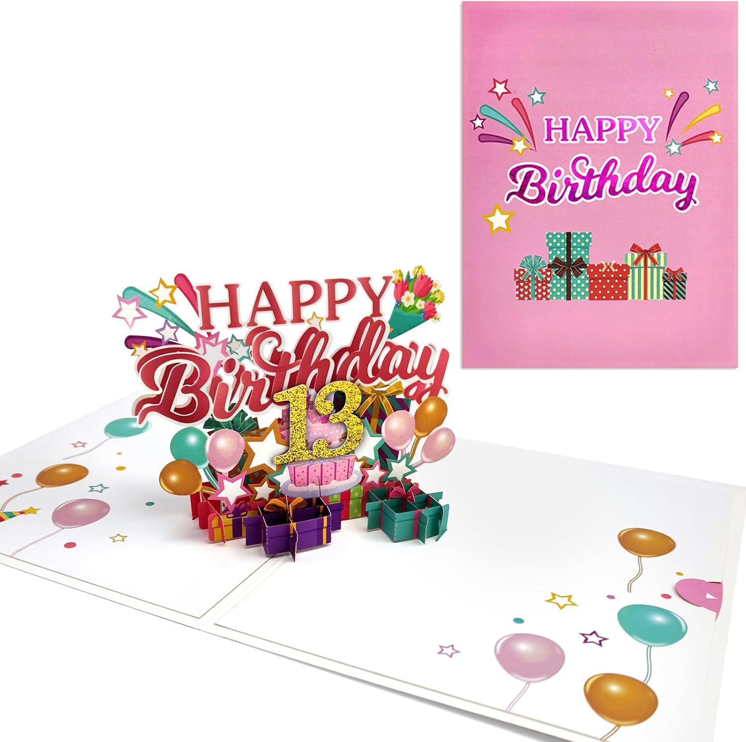 RTOOWETOK Sweet 13 Birthday Card for Girls Boys, 3D Pop Up 13th ...