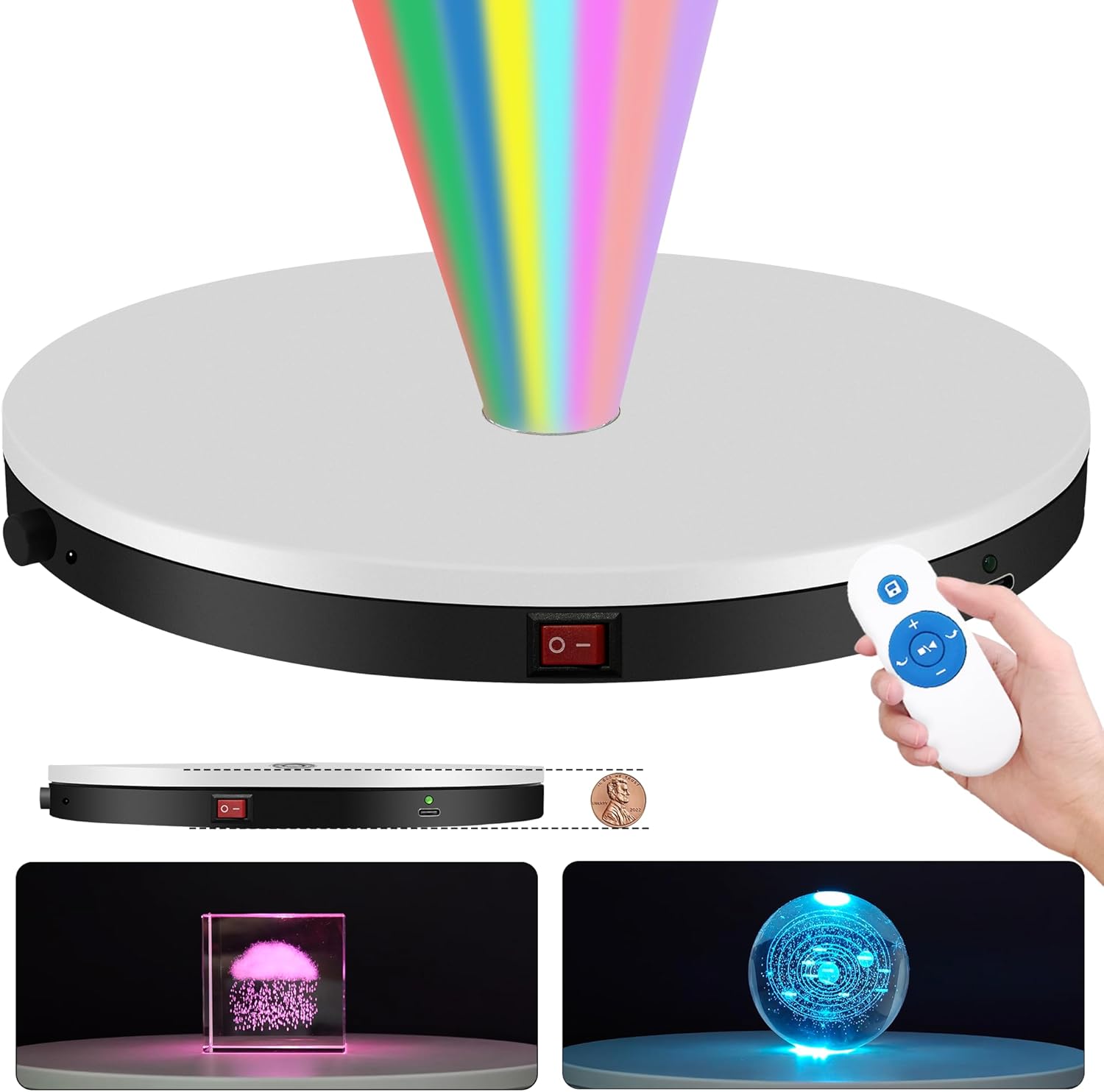 Amazon.com: Colored Lights Rotating Display Stand 21 Adjustable Color ...