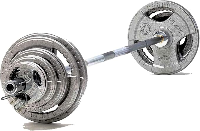 Marcy Olympic Weight Set - 105kg - 7ft Steel Barbell 20kg & 85kg Weight ...