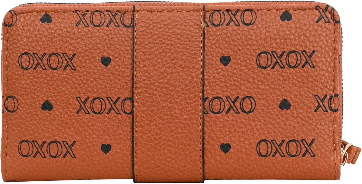 Amazon.com: XOXO Wristlet Wallet for Women - Double Zip Vegan Leather ...