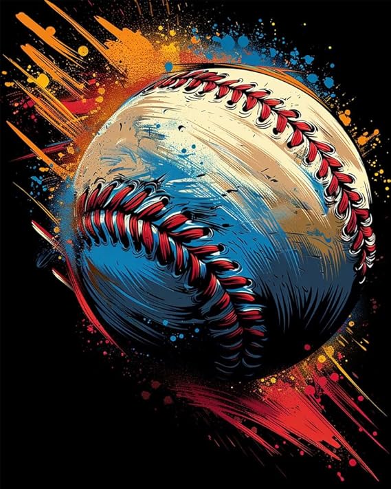 Amazon.com: Graffiti Baseball Paint by Numbers Black Background ...