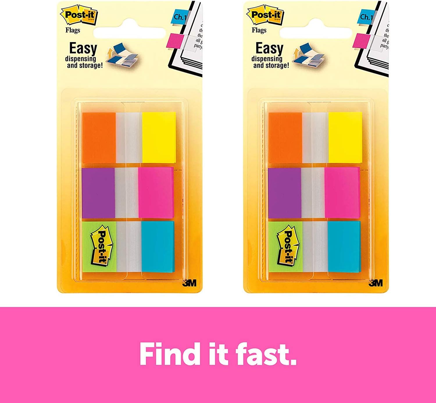 Amazon.com: Post-it Flags Electric Glow.94 in x 1.7 in, 60 Flags per ...