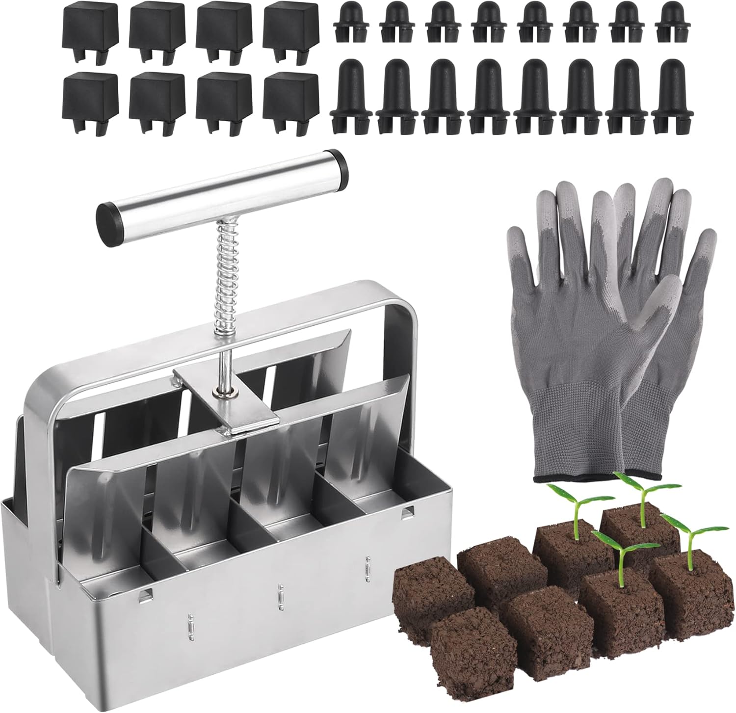 Amazon.com : Soil Blocker with Comfortable Handle, 8 Cell Manual Soil ...