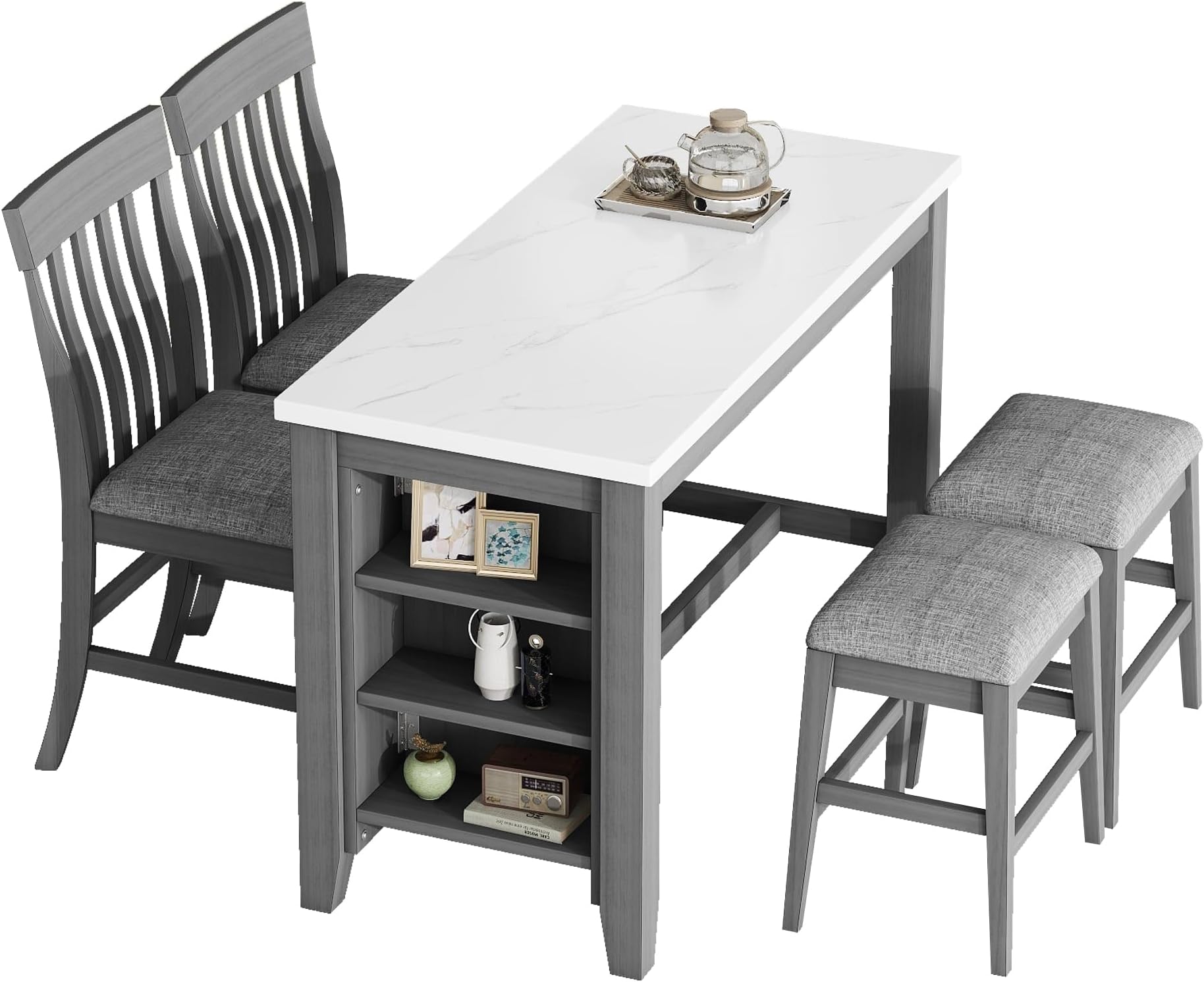 Amazon.com - Lexicon Daye 3 Piece Wood Counter Height Dining Set in ...