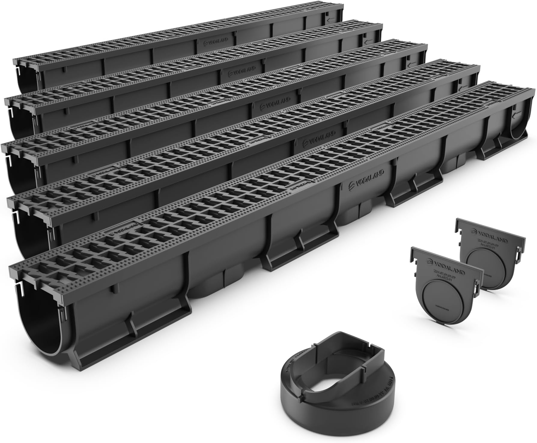 Vodaland EASY 2 Plastic channel drain kit with plastic grating - load ...