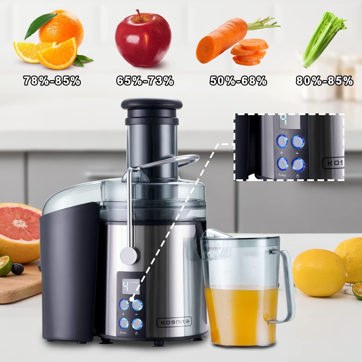 Máquina exprimidora – Extractor de jugo con monitor LCD de 1100 W ...