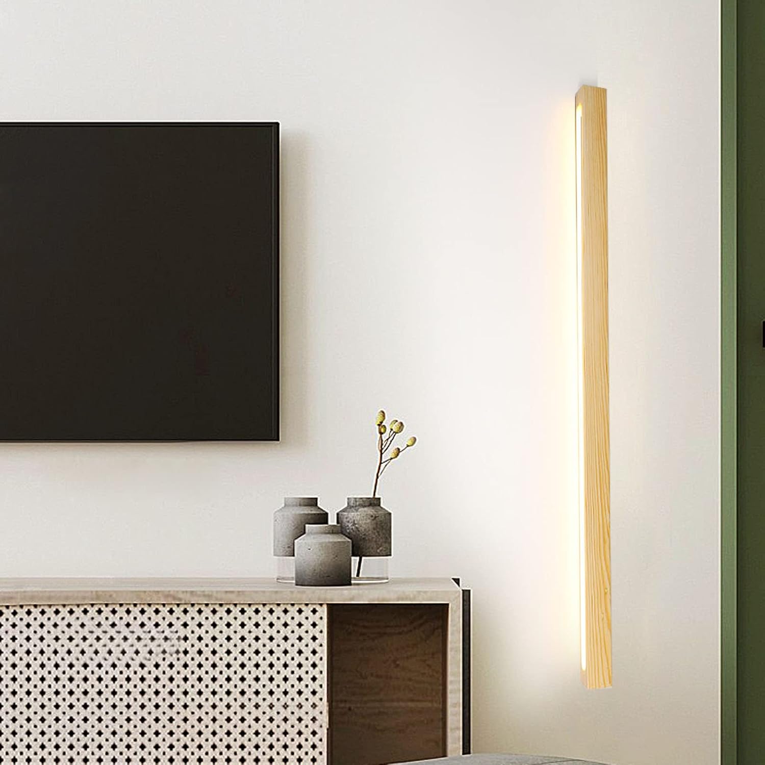 ZXLAGDB Dimmable LED Wall Light Long Strip Wood Modern Mirror Wall ...
