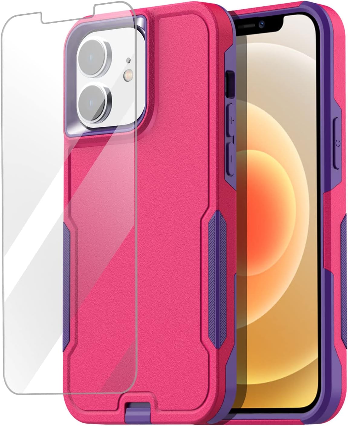 Amazon.com: AICase for iPhone 12/iPhone 12 Pro Case with Glass Screen ...