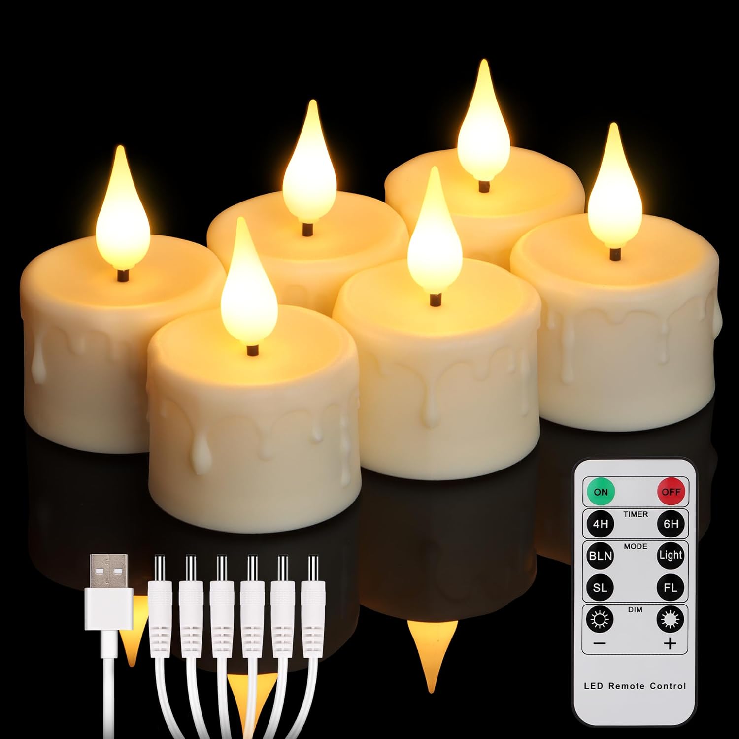 Amazon.com: FREEPOWER Rechargeable Flameless Tea Lights with Remote ...